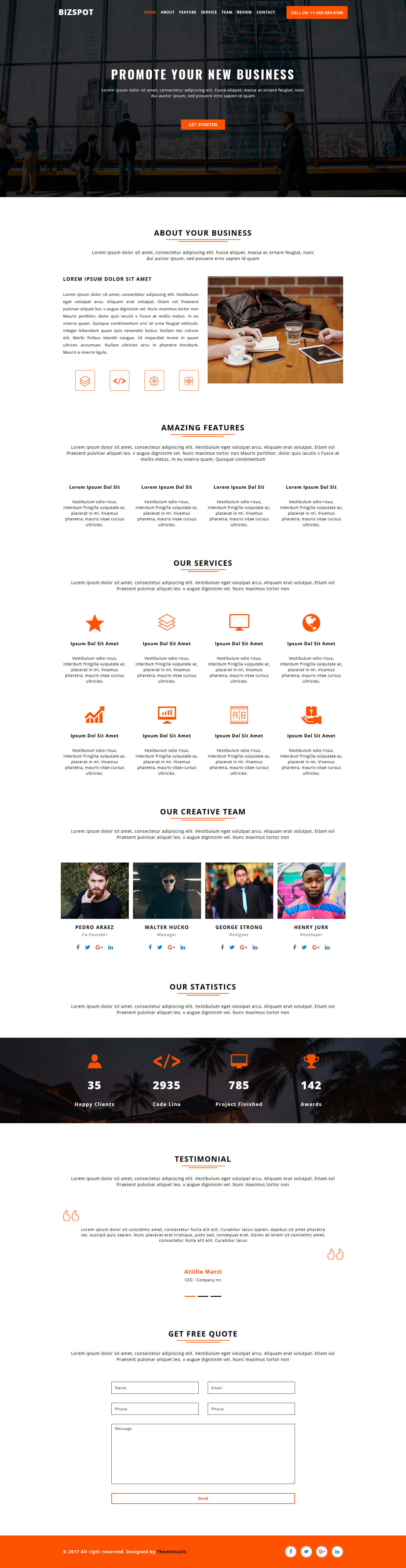 BizSpot – Premium One Page Responsive Website Template | Themevault